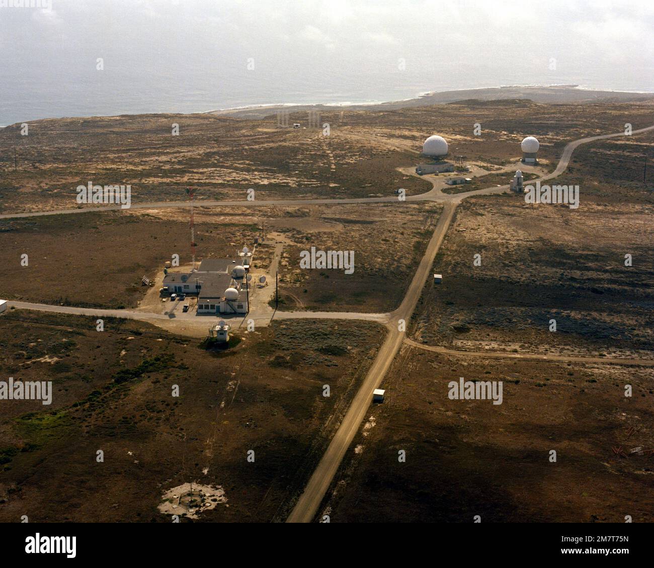 An aerial view of San Nicolas Island with FPS-16 and FPQ-10 radar ...