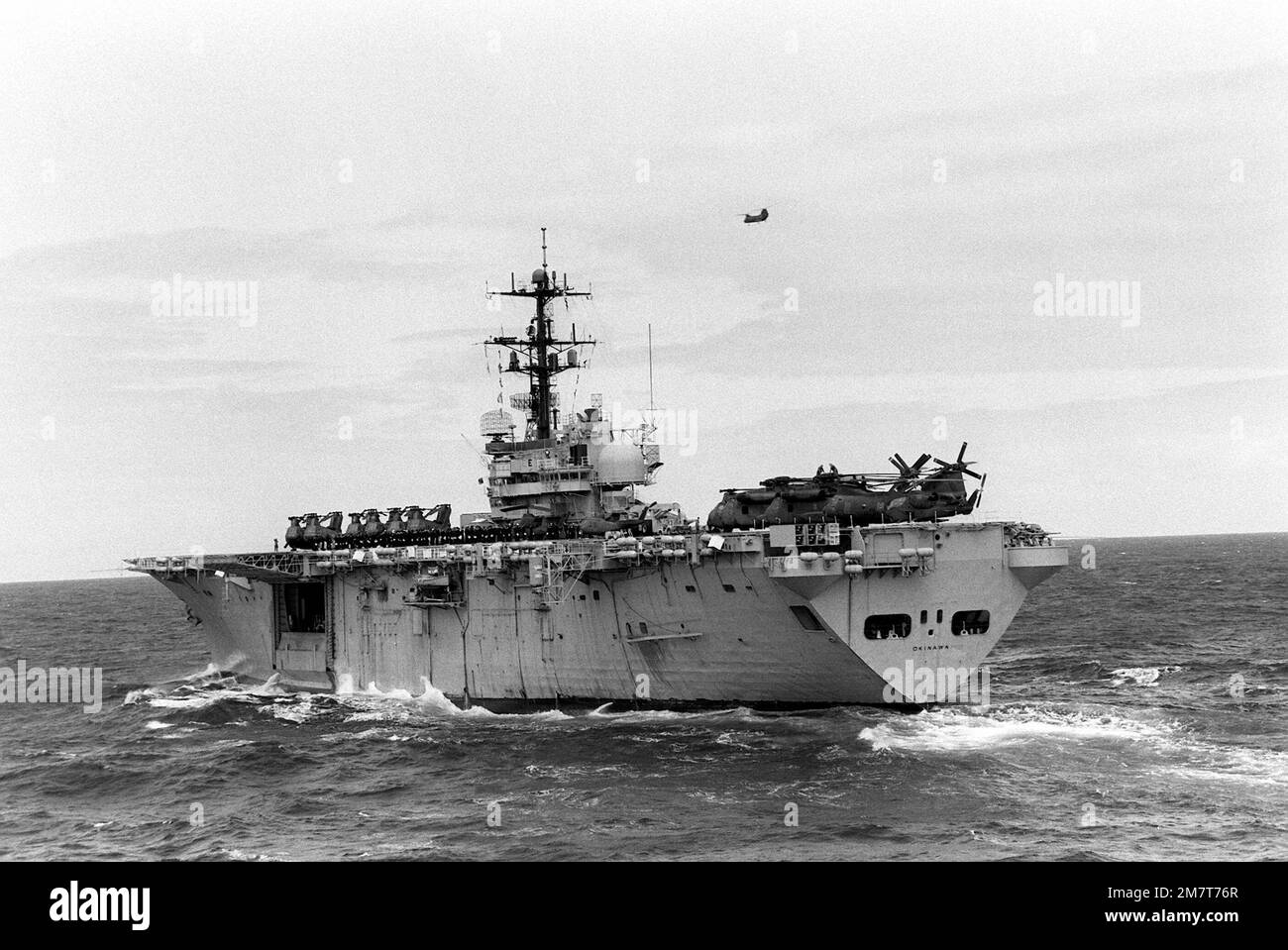 The amphibious assault ship USS OKINAWA (LPH-3) was the home of ...