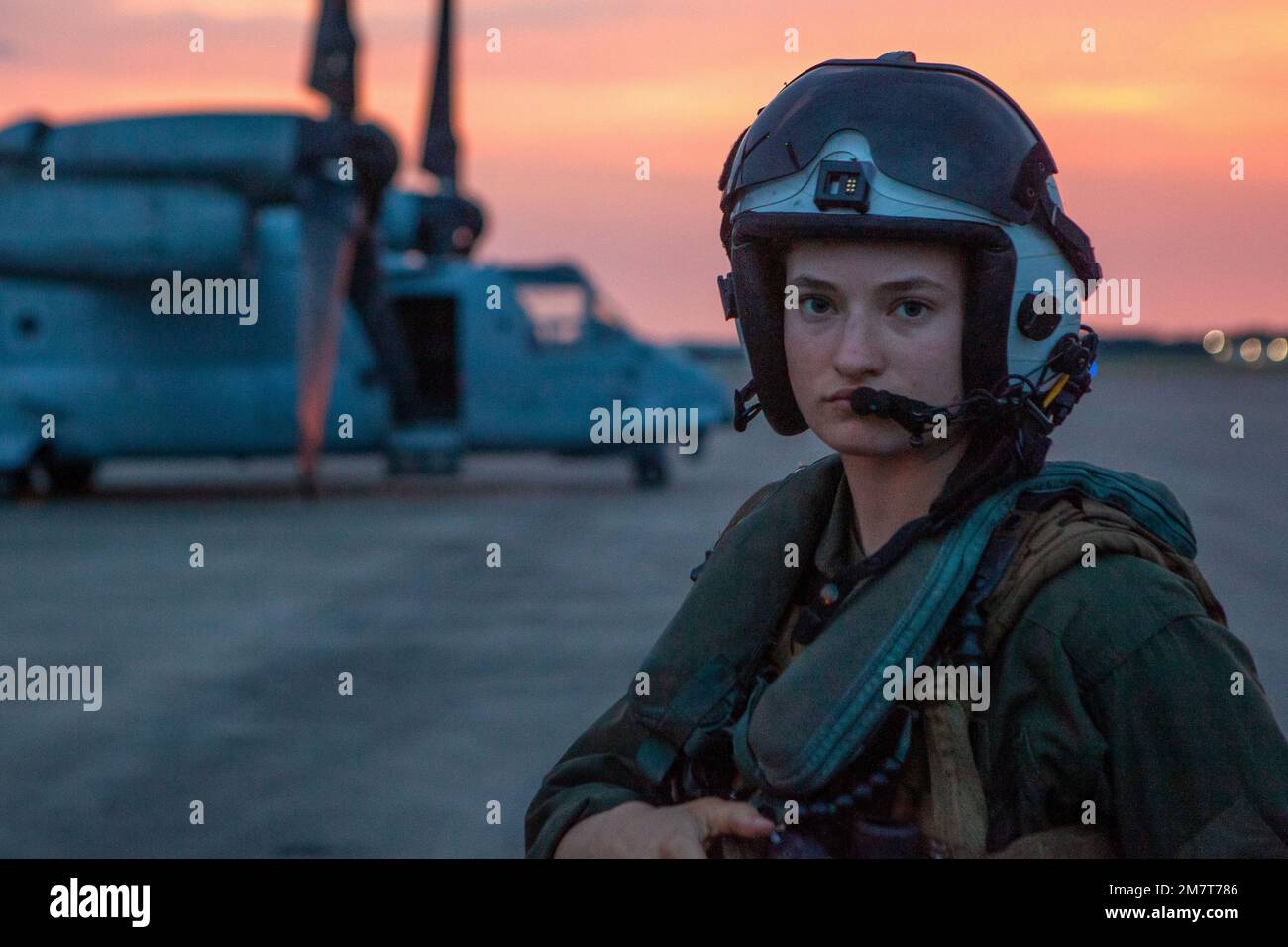 U.S. Marine Corps Cpl. Alexandra Shaw, an MV-22B Osprey crew chief with ...