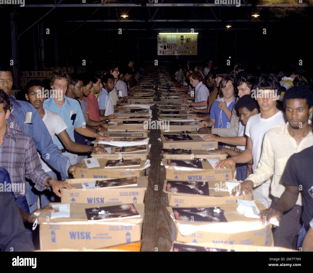 New Marine recruits stand in line to receive their post exchange issue ...