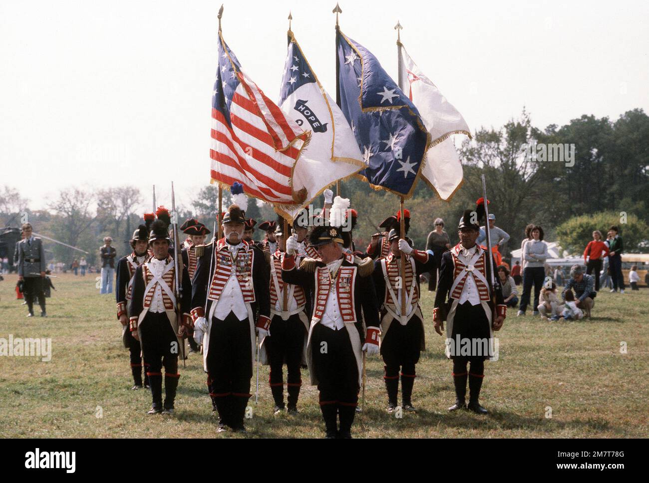 Members of the Second Rhode Island Regiment, dressed in Revolutionary ...
