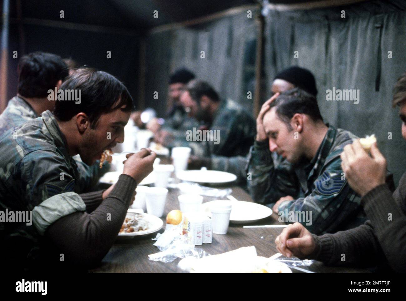 Interior view of the tent set up for a chow hall during exercise BOLD ...