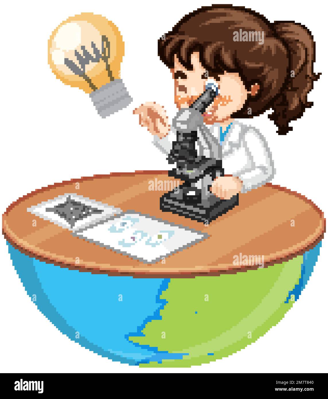 Scientist girl using microscope illustration Stock Vector Image & Art ...