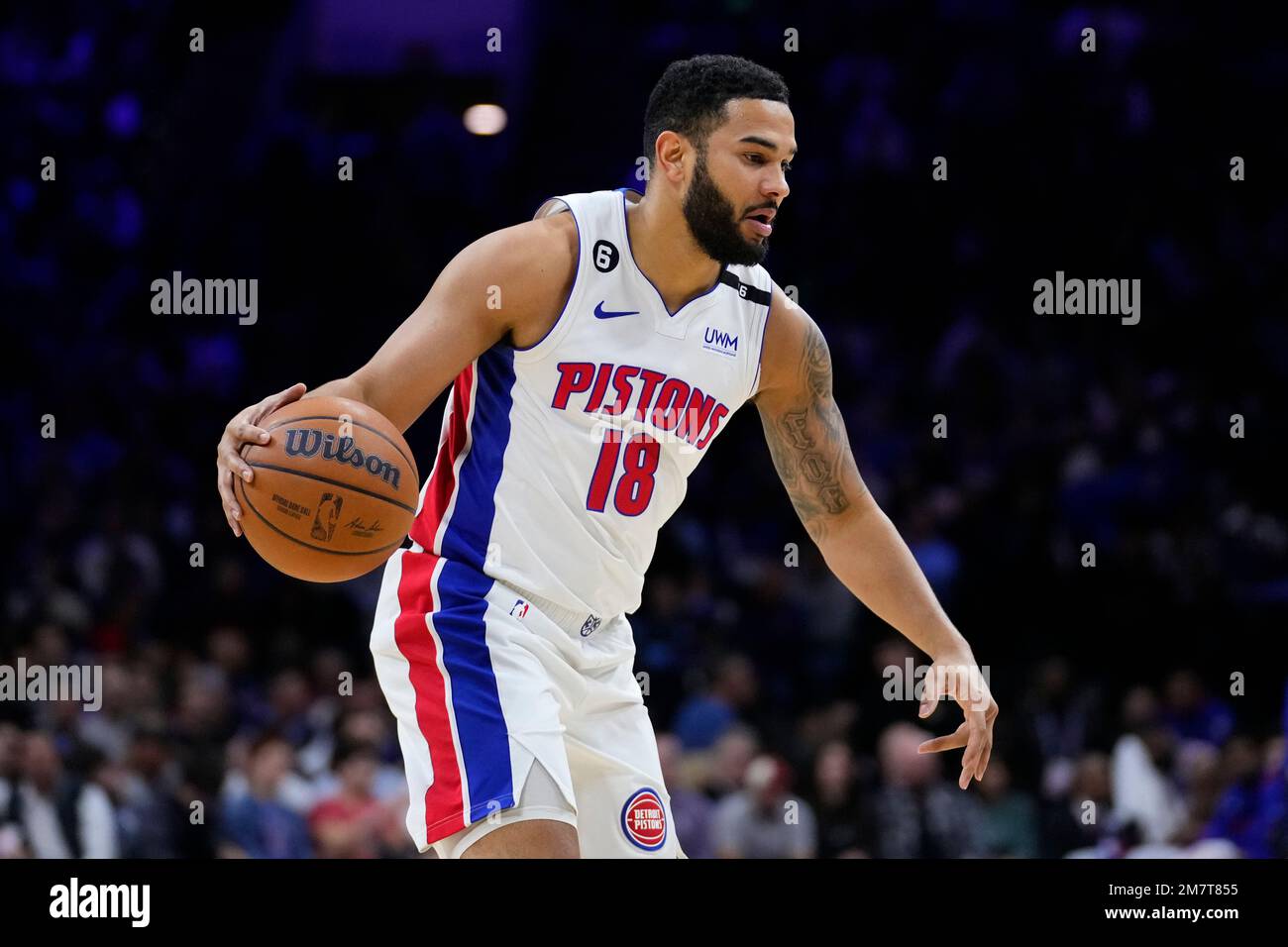 Detroit Pistons' Cory Joseph plays during an NBA basketball game ...