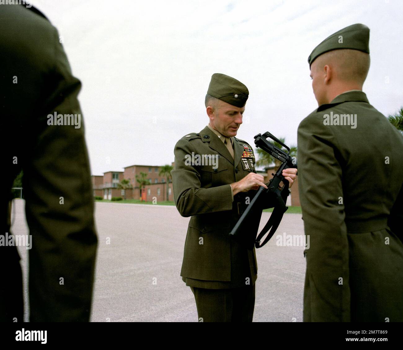 LTC Marvin Hopgood Jr., commanding officer, 3rd Battalion, inspects a ...