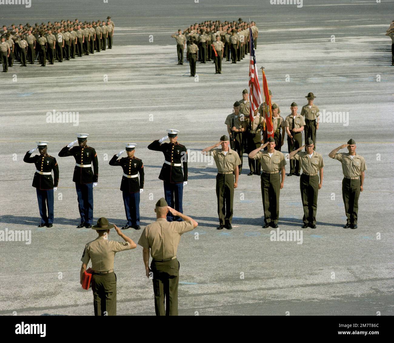 The honor graduates of Platoon 3041, Marine Corps Recruit Depot, salute ...