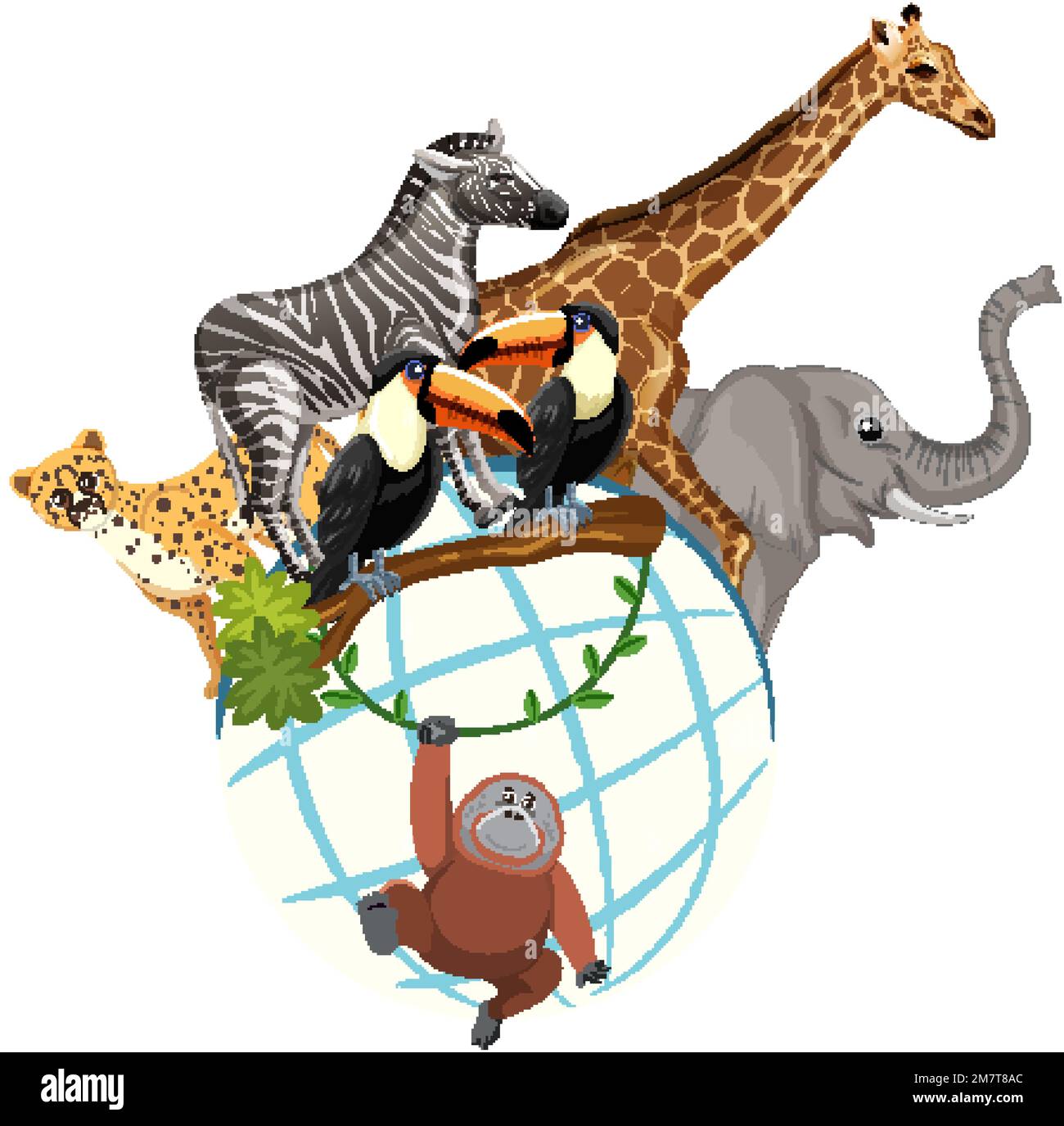 Animals standing on earth planet illustration Stock Vector Image & Art ...