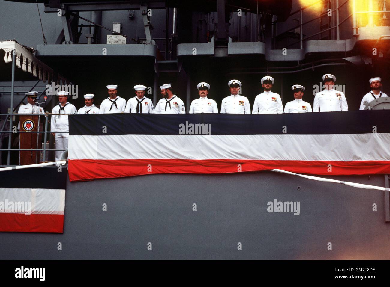 Reenlisting crew members of the guided missile destroyer USS SCOTT (DDG ...
