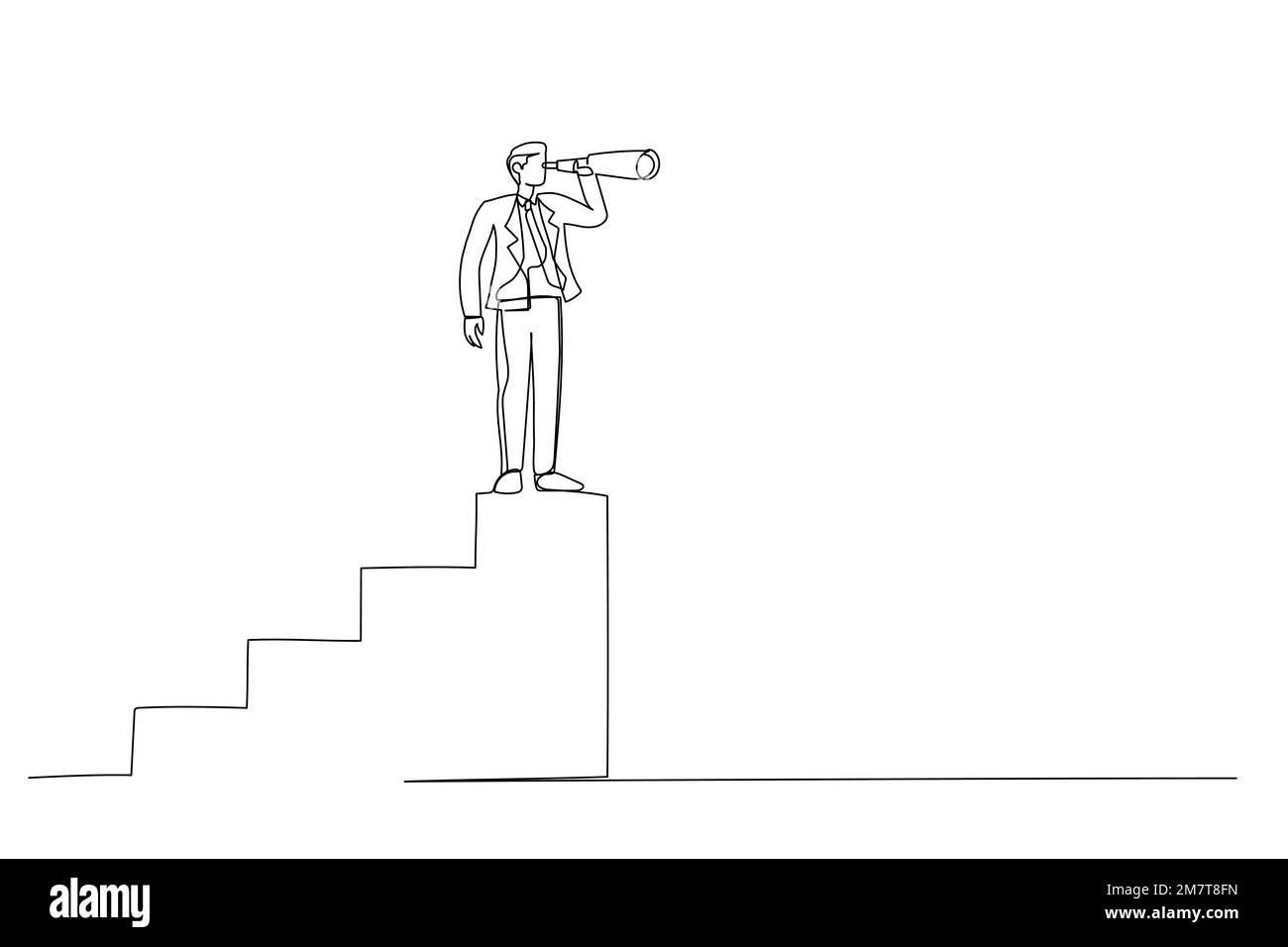 Illustration of businessman and telescope. Vision concept in business ...