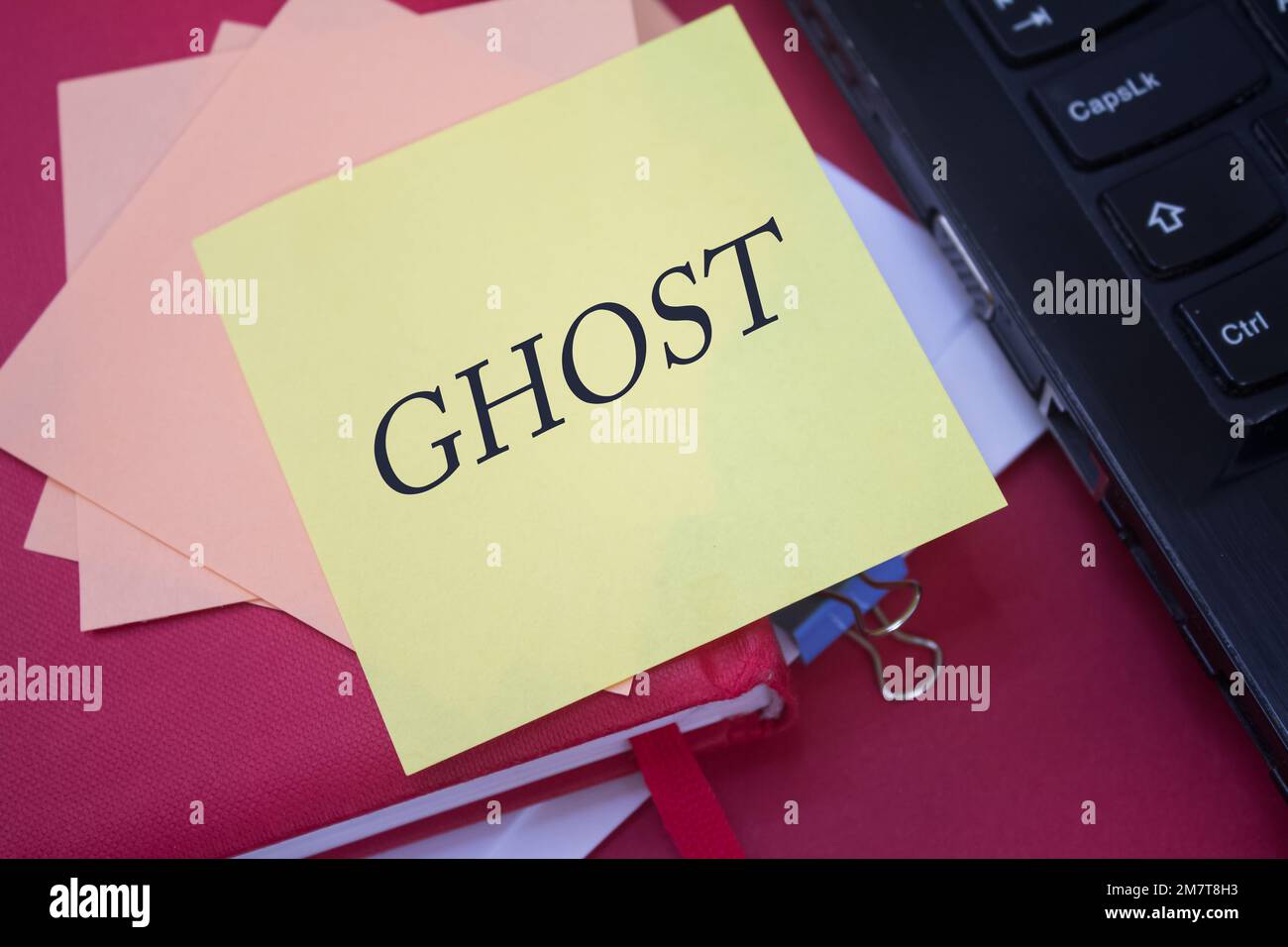 Ghost. Text on adhesive note paper. Event, celebration reminder message ...