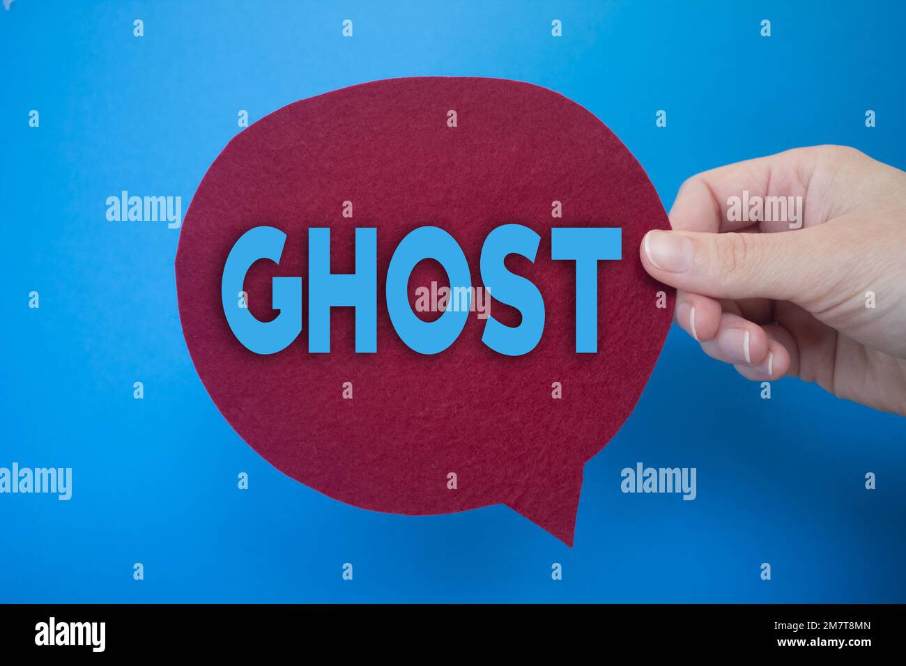 Speech bubble in front of colored background with Ghost text Stock ...