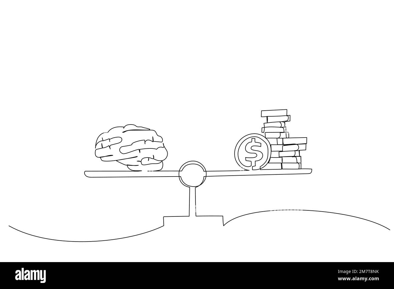 Cartoon of knowledge value in gold coins. Continuous line art style ...