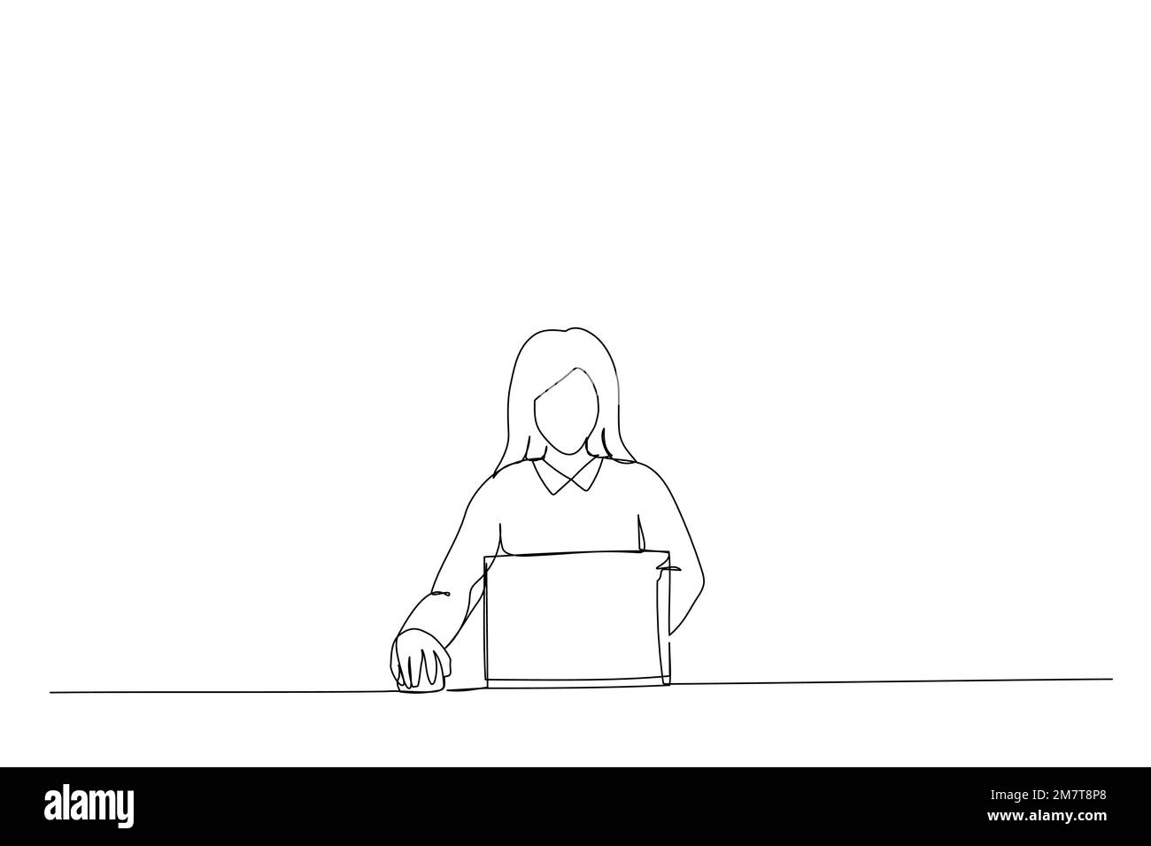 Drawing of Successful Businesswoman Sitting at Her Desk Working on ...