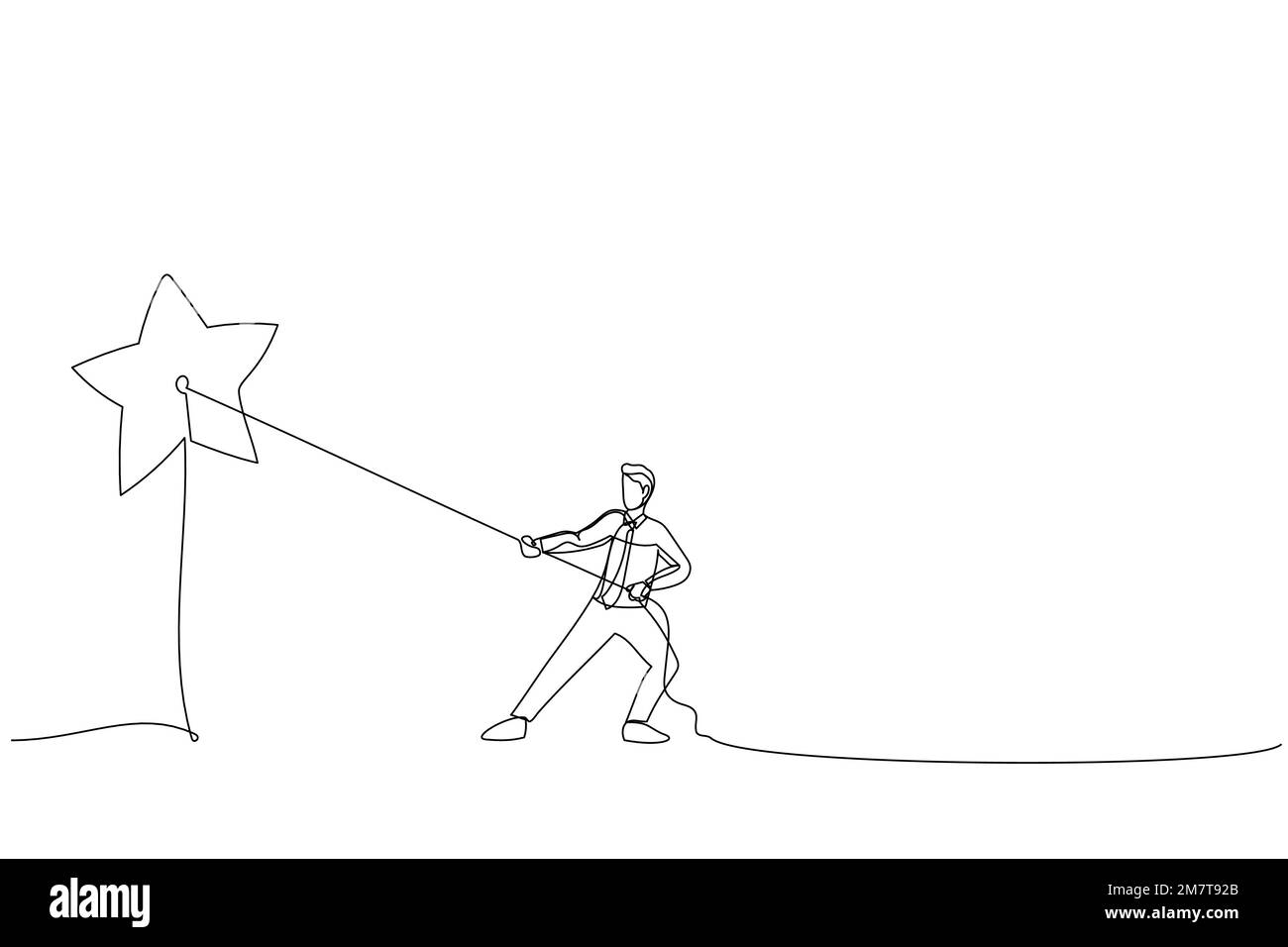 Illustration of Businessman pulling the star. Working Achievement ...