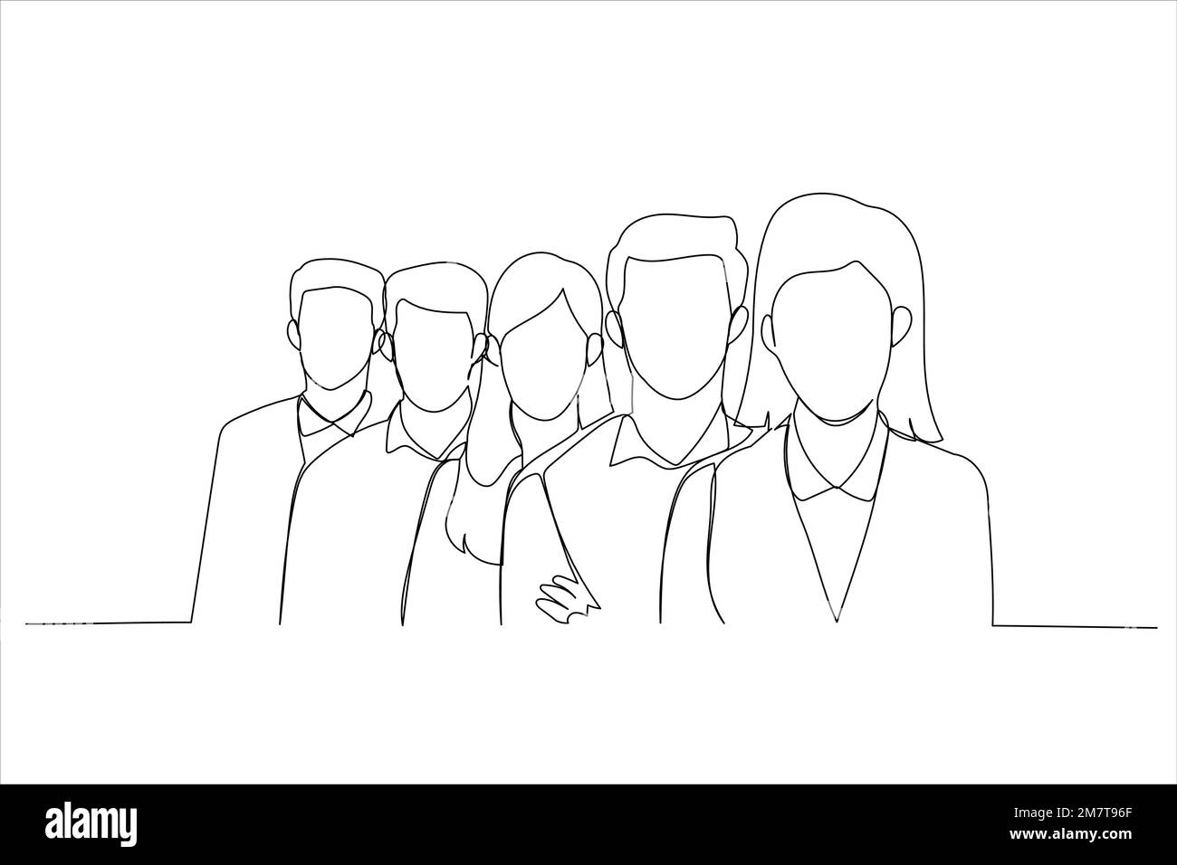 Cartoon of happy business team standing in a row at office. Single ...