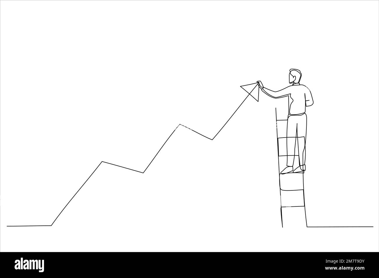 Drawing of Businessman drawing arrow line symbol. Business success and ...