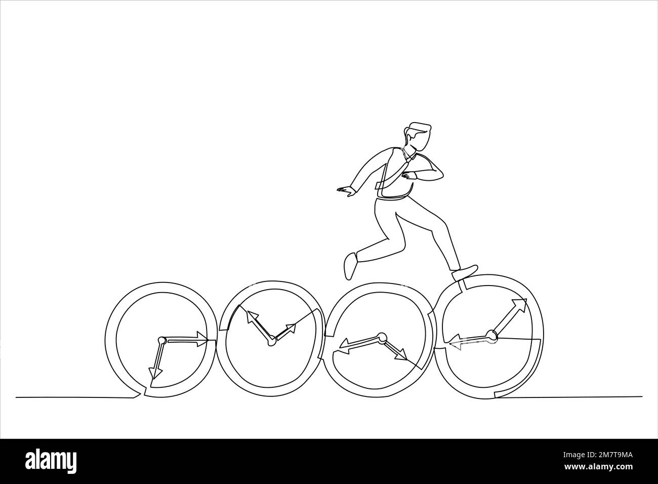 Illustration of businessman expert jumping on time passing alarm clock ...