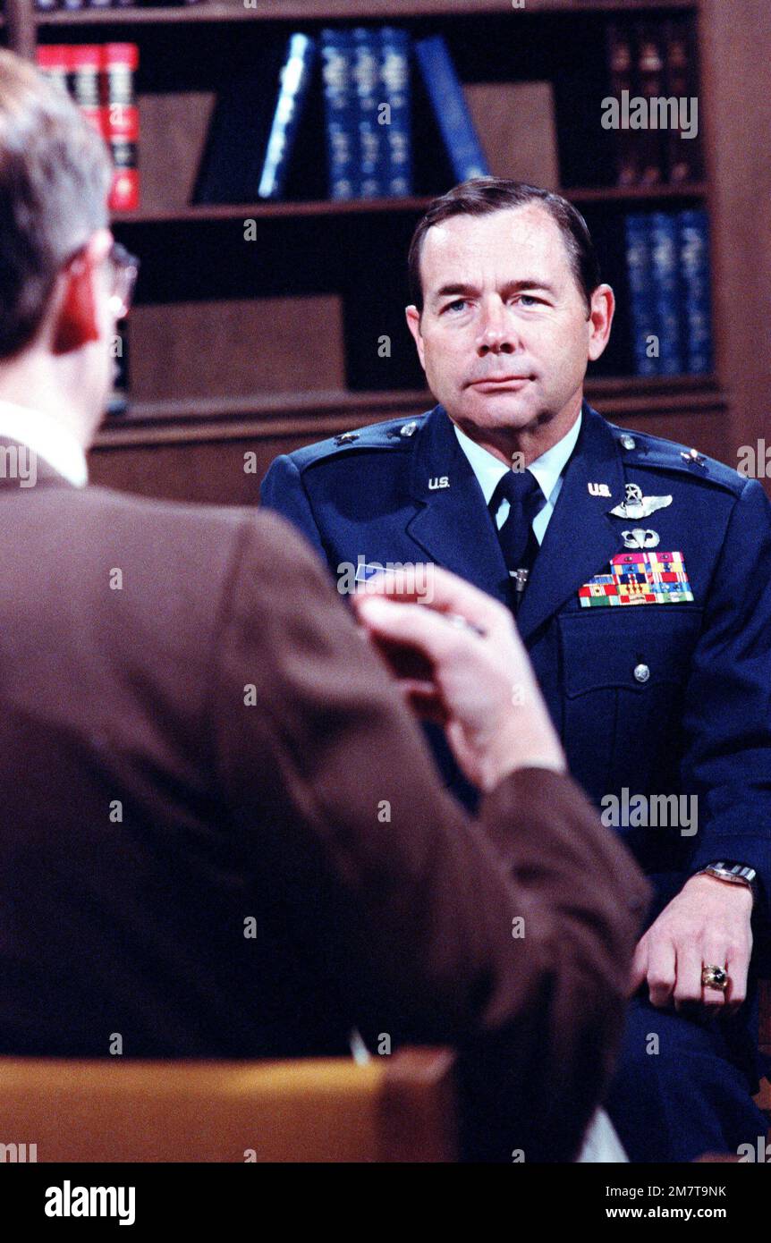 Brigadier General Charles is being interviewed during media seminar ...