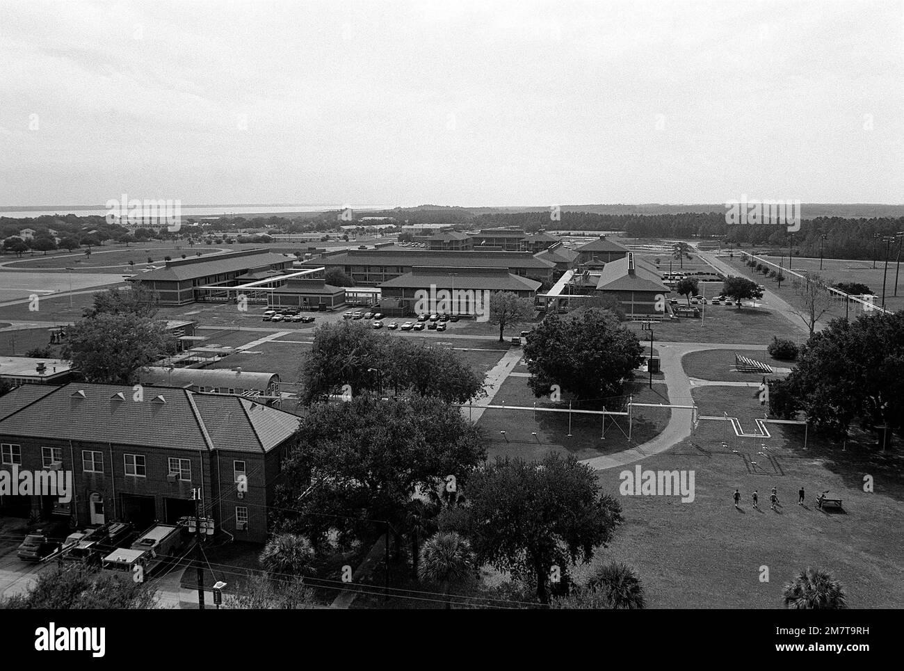 A panoramic view of the south end o the Marine Corps Recruit Depot. In ...