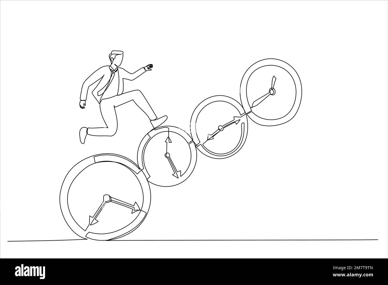 Cartoon of Businessman running on time. Single continuous line art ...