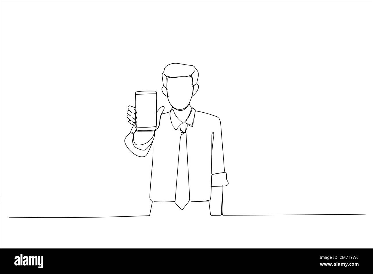 Illustration Of Young Man Holding Smartphone Showing Gadget To Camera