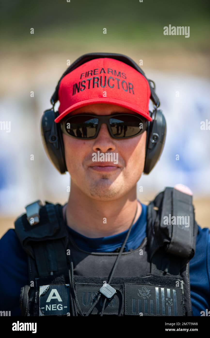 Coast Guard Petty Officer Second Class Tyler Vance mediates the range ...