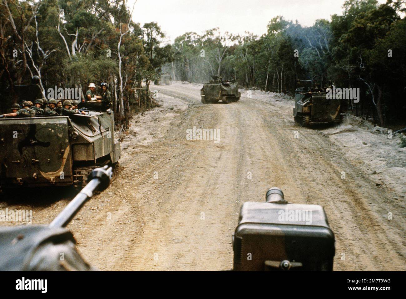 M-60A1 tanks and LVTP-7 tracked landing vehicles of the 31st Marine ...