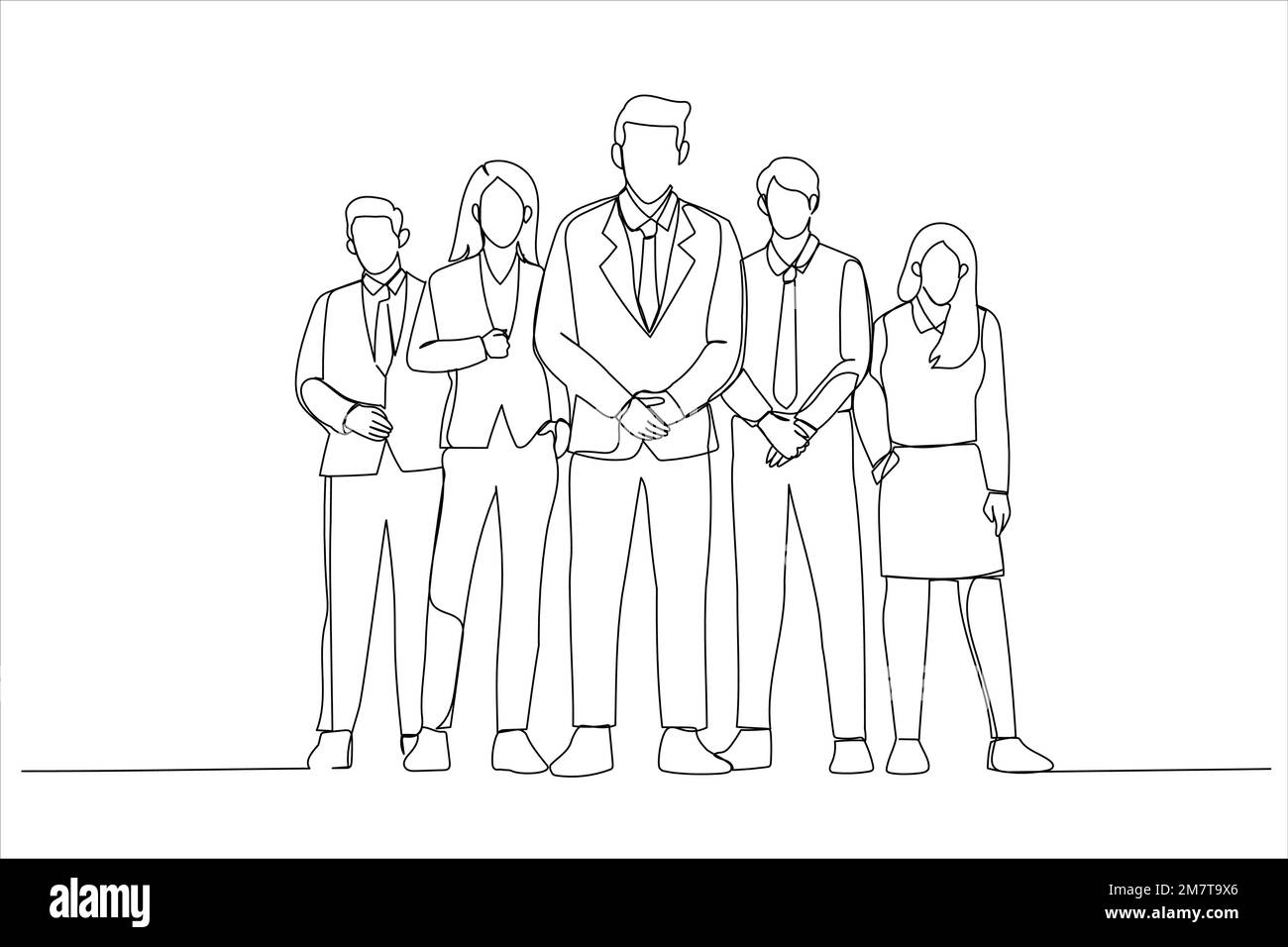 Cartoon of confident business people. Continuous line art style Stock ...