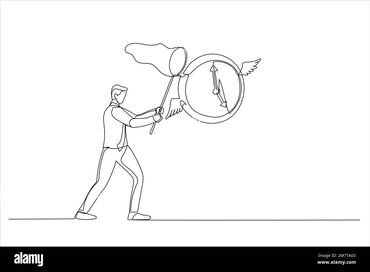Cartoon of businessman hurry to catch flying clock . Lack of time and ...
