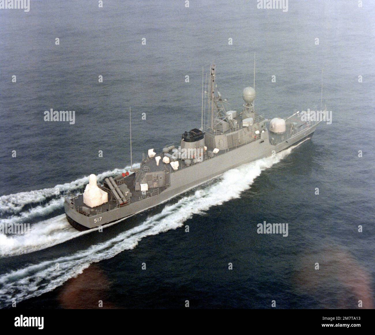 High angle starboard quarter view of the patrol gunboat FAISAL (PGG-517 ...
