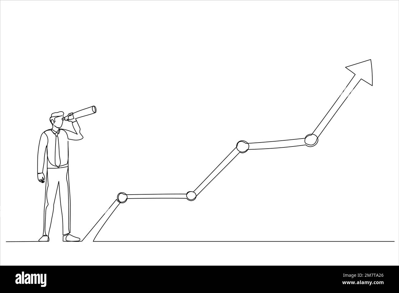 Illustration of businessman look through telescope to see investment ...