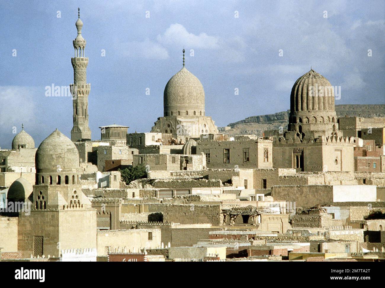 View of Cairo, Egypt skyline showing minarets, temple spires and other ...