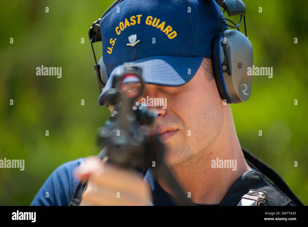 A Coast Guard Maritime Safety and Security New Orleans team member aims ...