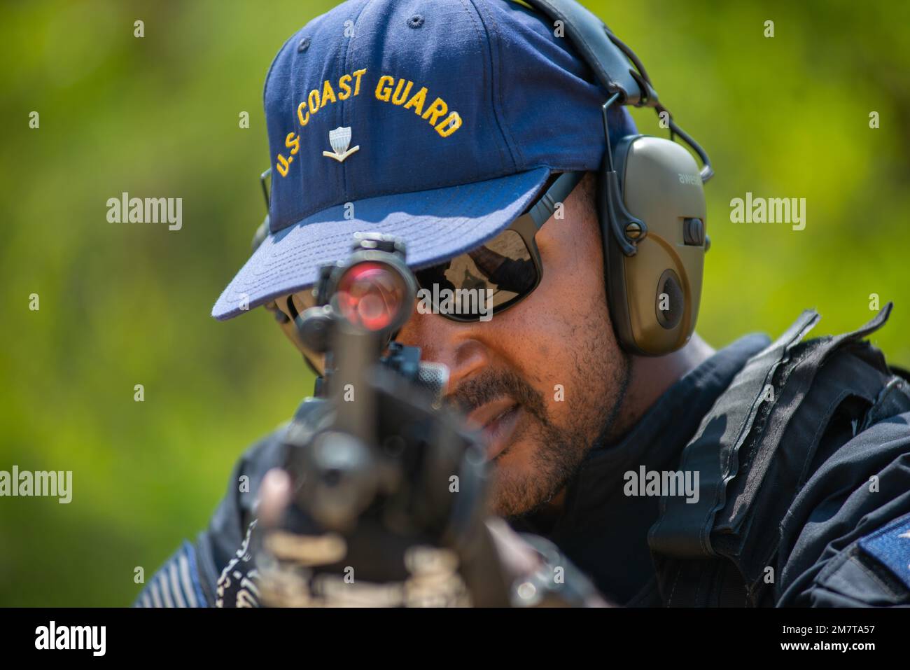 A Coast Guard Maritime Safety and Security New Orleans team member aims ...