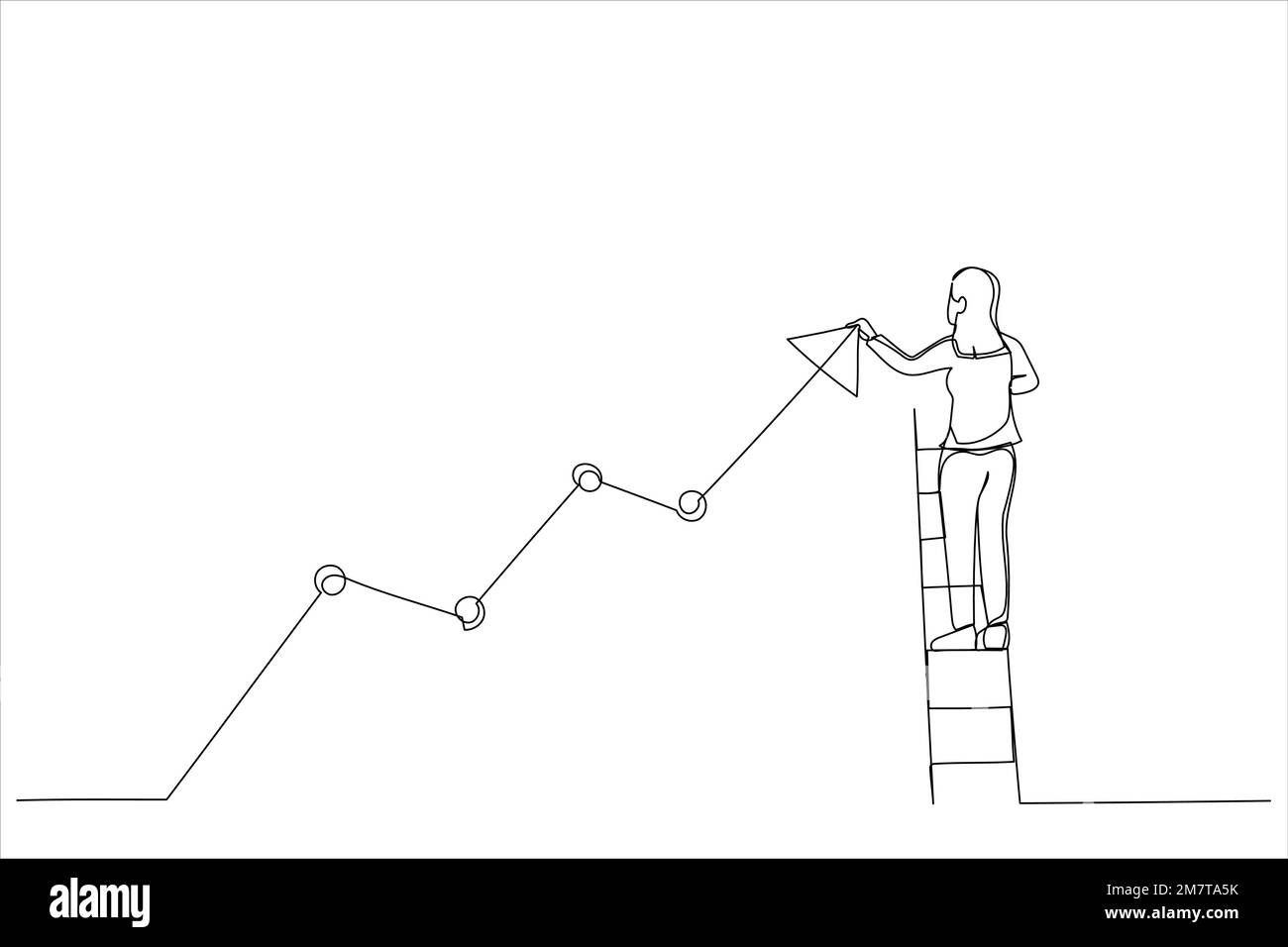 Drawing of Businesswoman drawing arrow line symbol. Business success ...