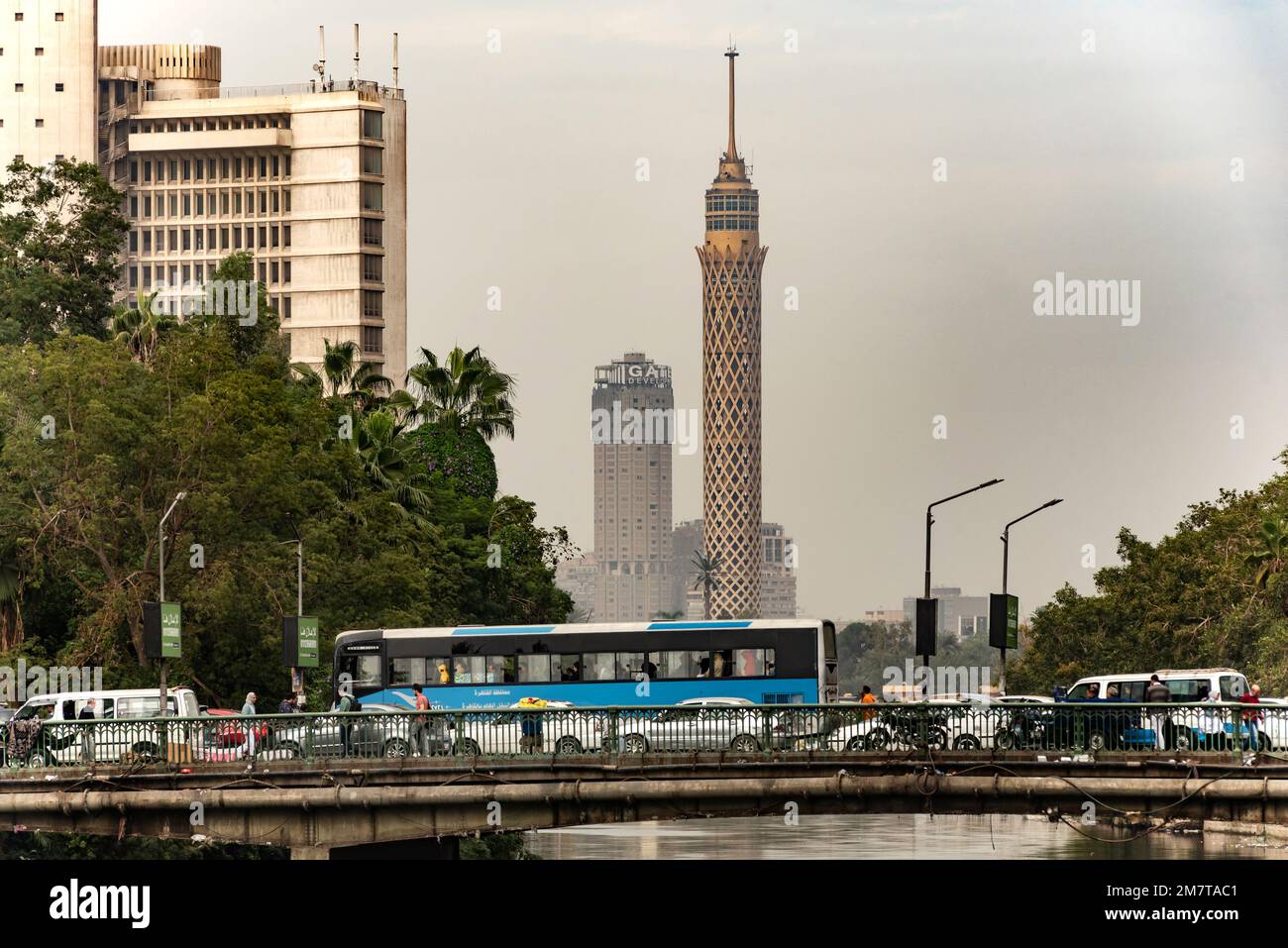 Cairo, Egypt, November 26th 2022 Egyptian commuter bus in traffic on a ...