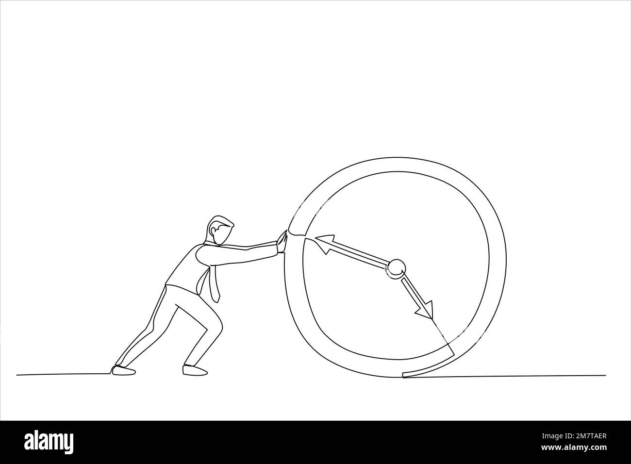 Cartoon of Business Man Push Clock Businessman. Deadline Concept ...