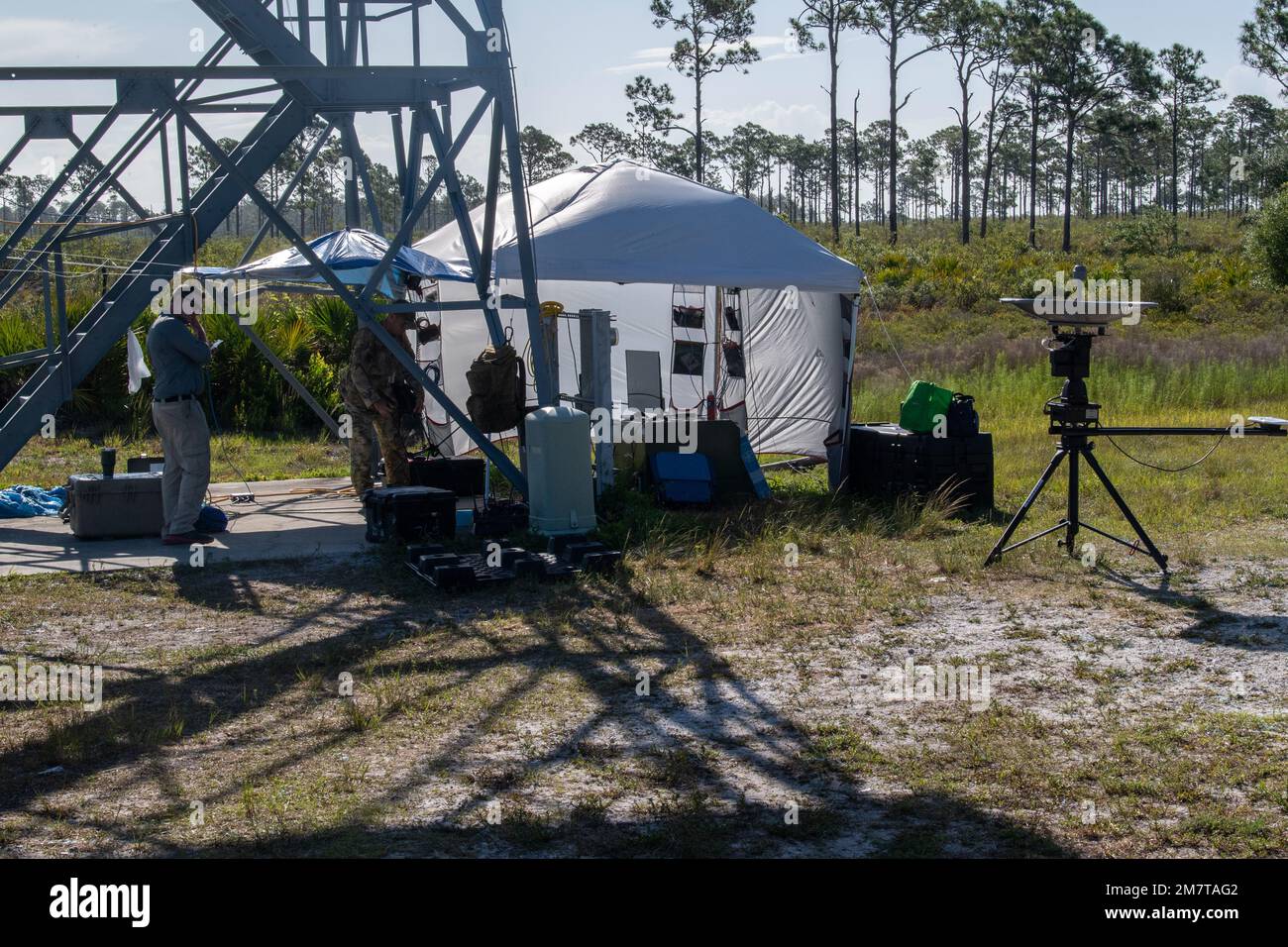 U.S. Air Force Airmen operate a command and control station at Avon ...