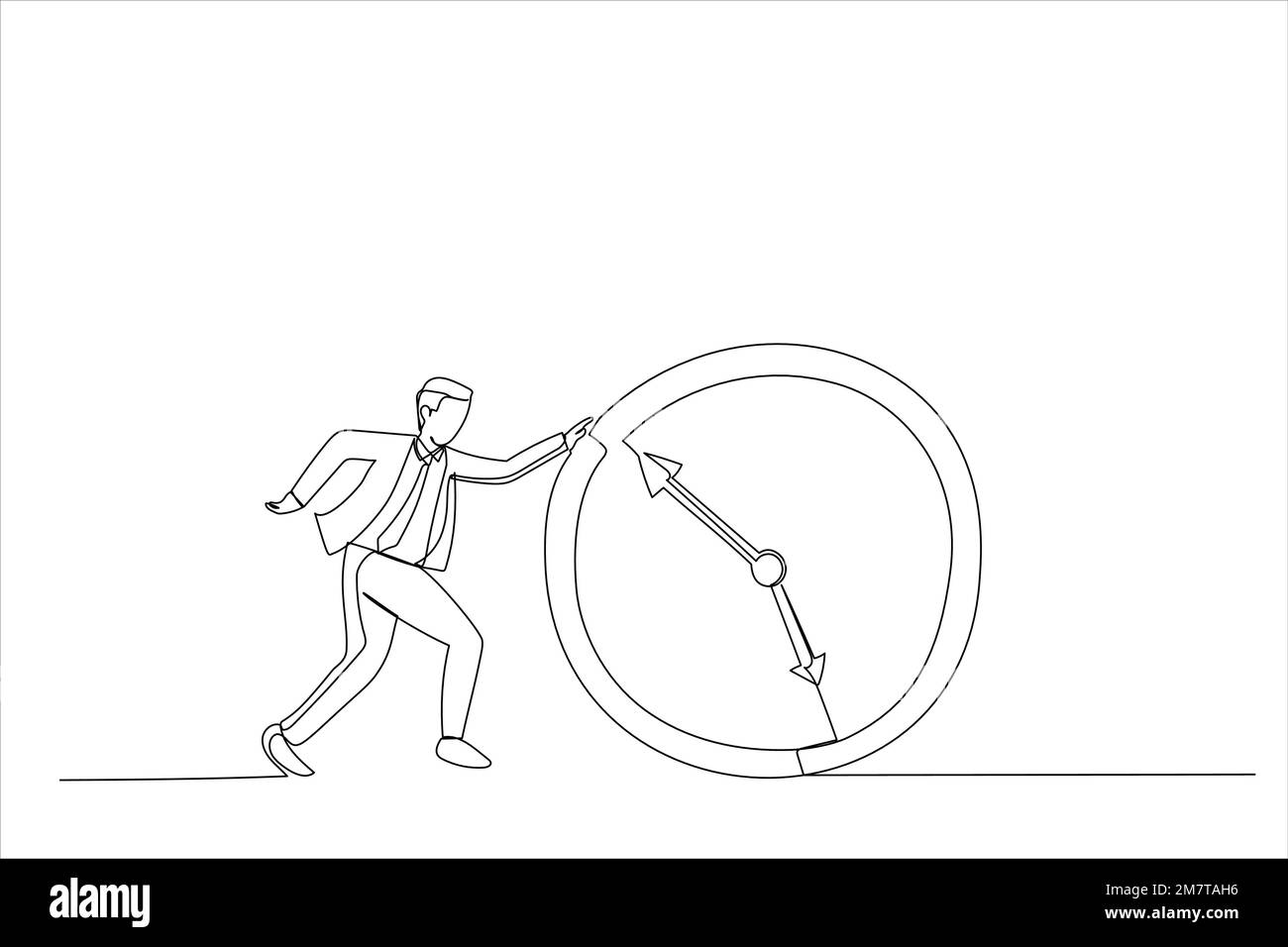 Illustration of Businessman Running Behind Running Clock. One ...