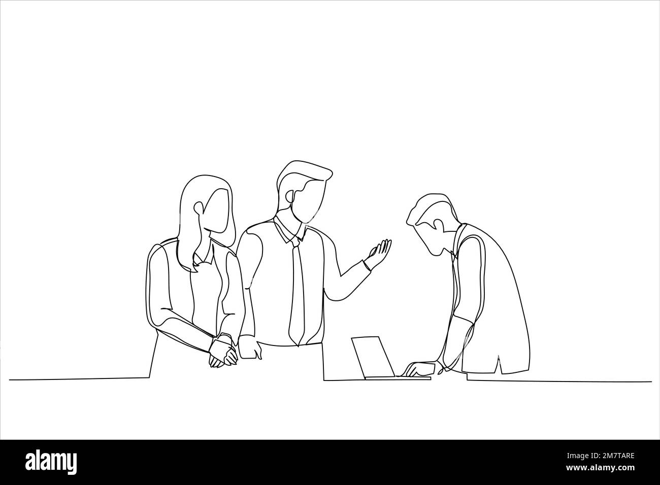 Drawing of real life business teams coworkers discussing their ideas ...