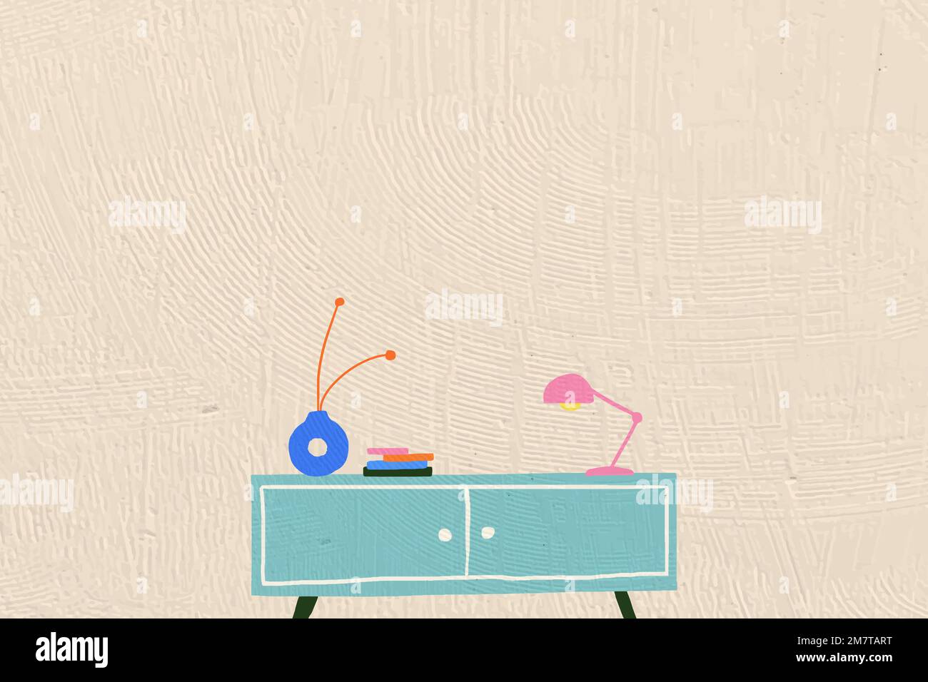Interior flat graphic background in colorful hand drawn design Stock ...