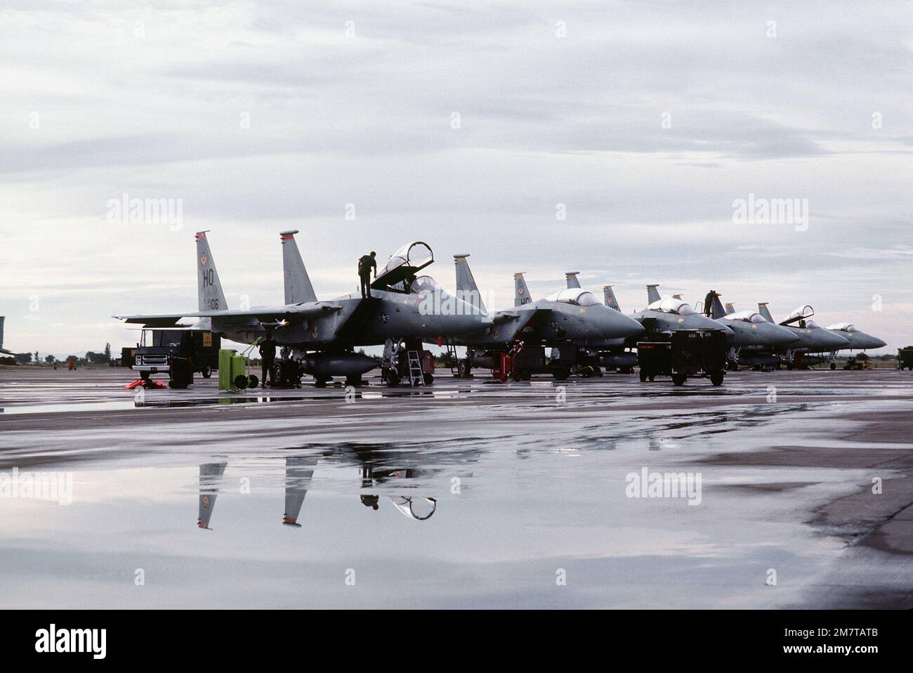 A right front view of F-15 Eagle aircraft assigned to the 7th and 8th ...