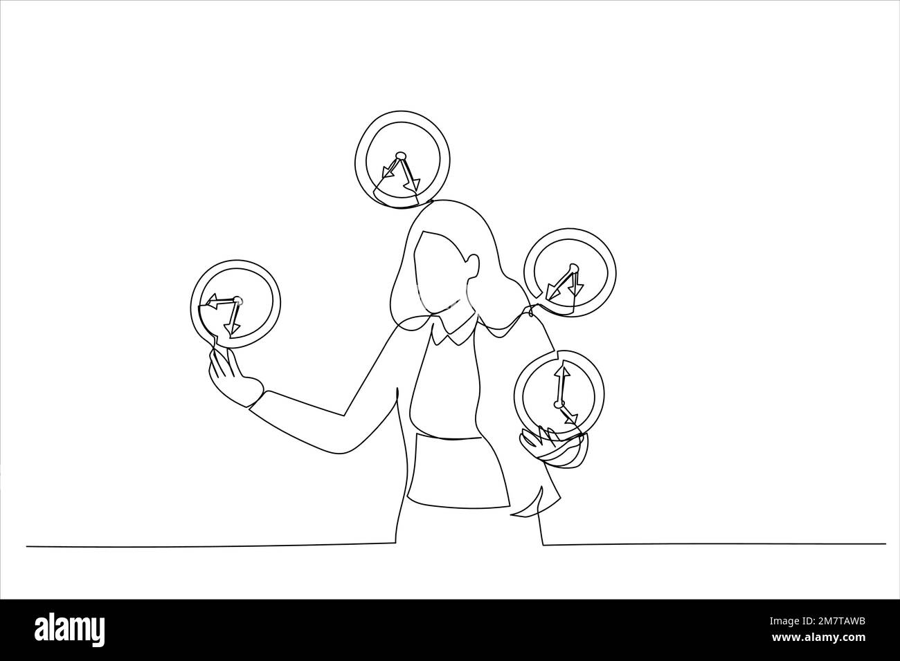 Illustration of business woman successfully juggling managing time ...