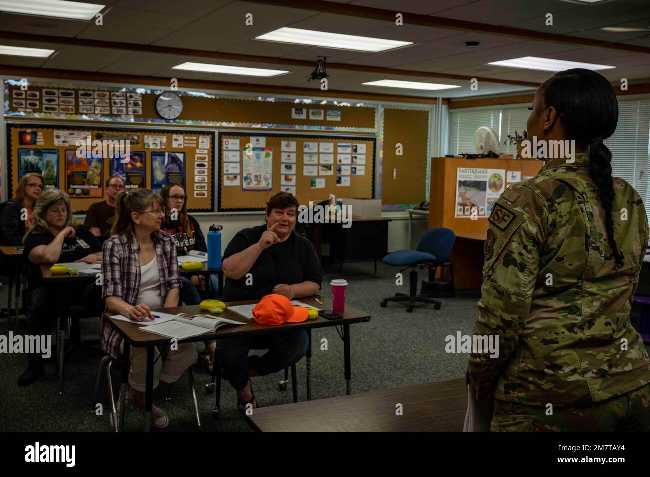 Members of North Plains Elementary School attend a (CPR) class at Minot Air Force Base, North ...