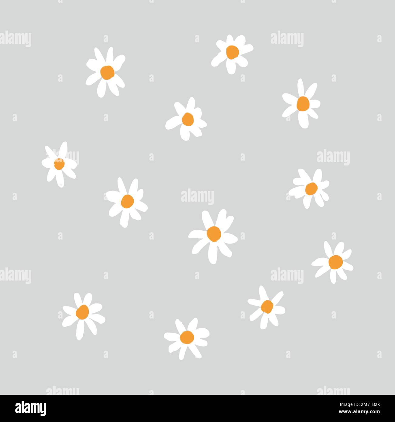 Cute daisy flower element vector in gray background hand drawn style ...