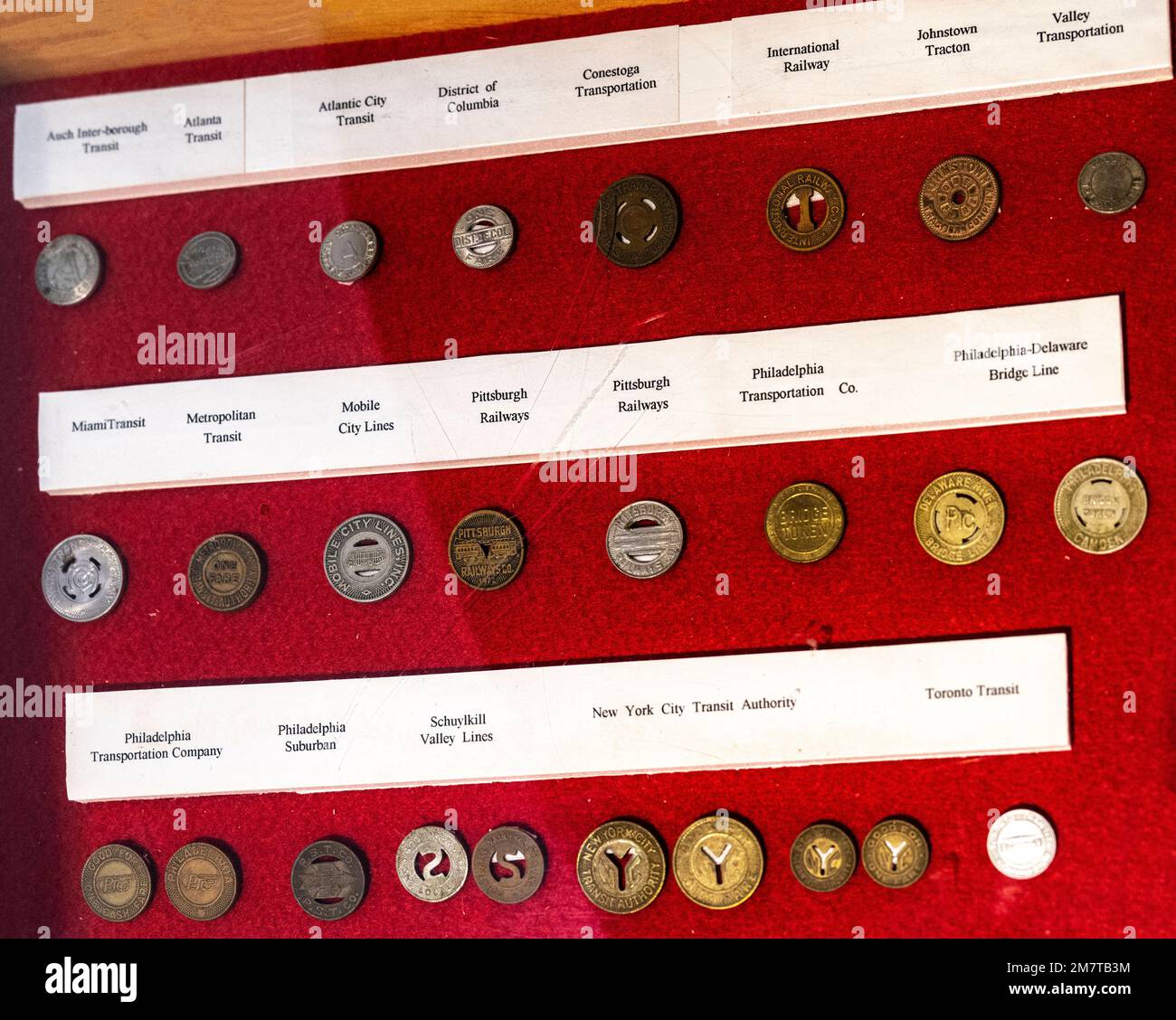 various tokens used to board trolley mass public transit Stock Photo ...