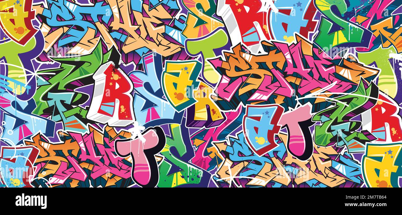 Colorful Graffiti Wall Art Background Street Art Hip-Hop Urban Vector ...