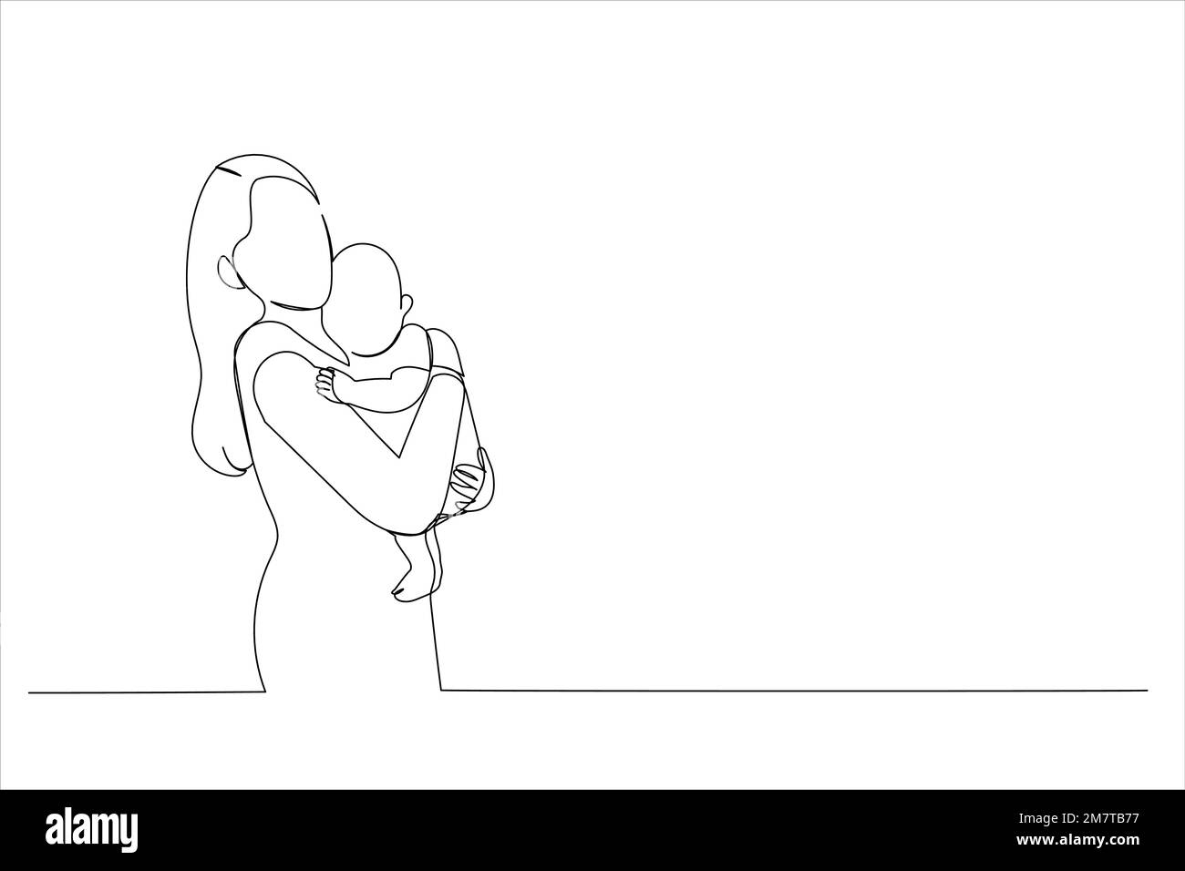 Drawing of happy mother with her baby. Single line art style Stock Vector Image & Art - Alamy
