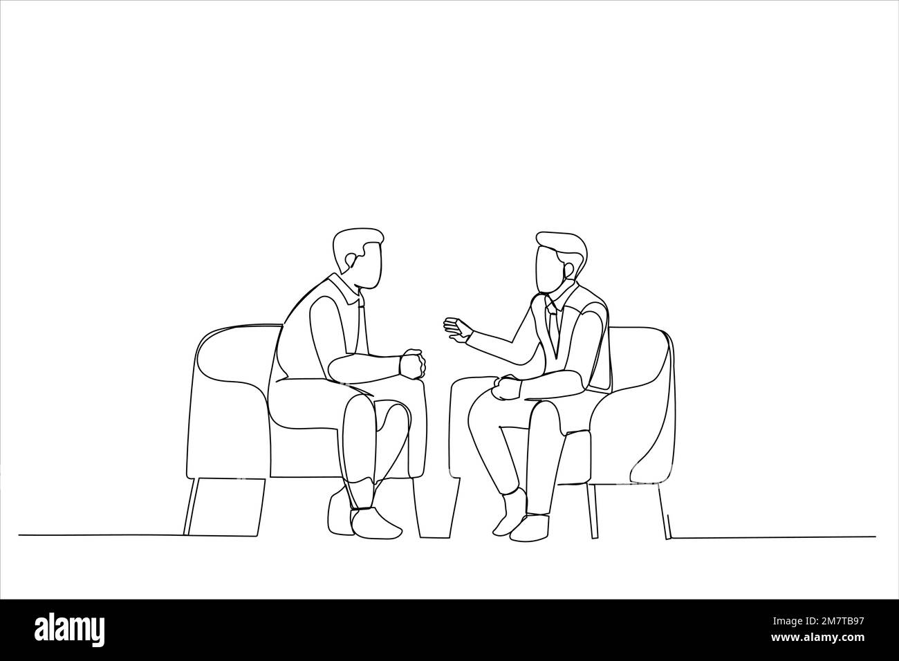 Drawing of businessmen discussing deal, sharing startup ideas, business ...