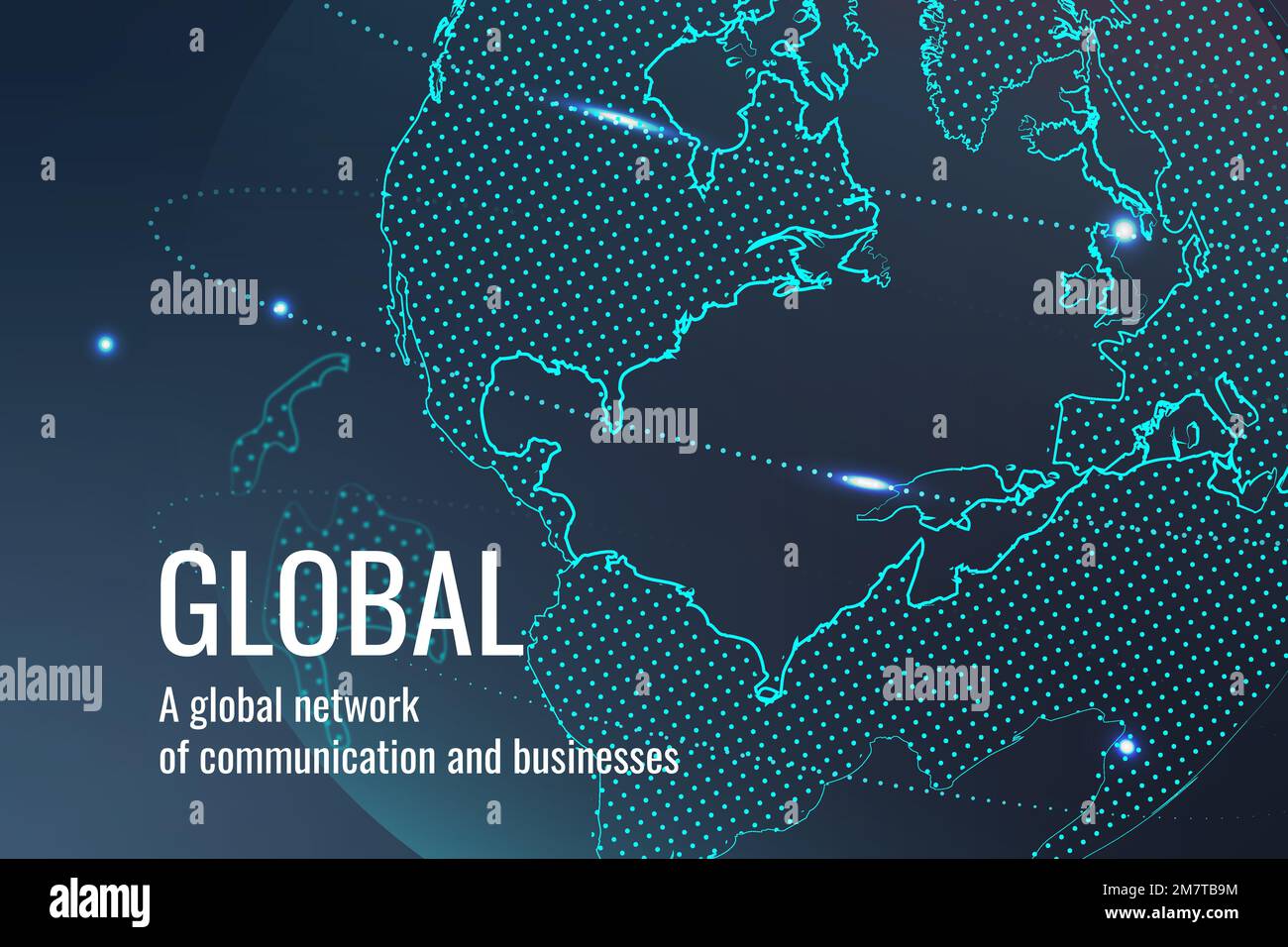 Global network technology template vector in dark blue tone Stock ...